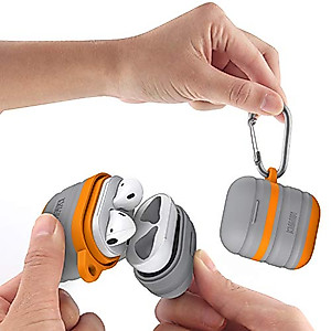 AirPods Case, KMMIN Waterproof AirPods Case Cover for Apple AirPods 1&2 Wireless Charging Case Premium Silicone Protective Case Skin Airpods Accesssories, LED Light Visible