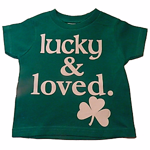 Custom Kingdom Baby Boys Lucky and Loved Irish Shamrock T-Shirt Green (5T)