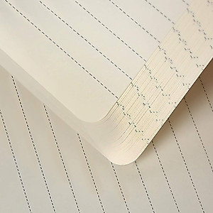 Thick Hardcover Notebook/Journal with A5 120gsm Premium Paper, College Ruled Bound with Pen Holder, Black Leather, 3 Ribbon Marker, Inner Pocket, 8.4 x 5.7 in