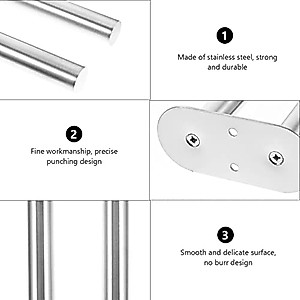 ICOBES Multipurpose Cloth Rod Nail Metal Hangers Metal Clothes Hanger Kitchen Towel Storage Rack Stainless Steel Roll Paper Shelf Wall Mounted Rack Shelf Holders Pegs Metal Coat Hanger Towel Bar/Silve