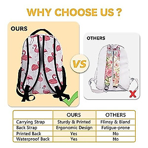 PAKKITOP Flamingo Backpack for Girls Women, 16" Cute Backpack for School, Pink Lightweight Large Capacity Bookbag for Students