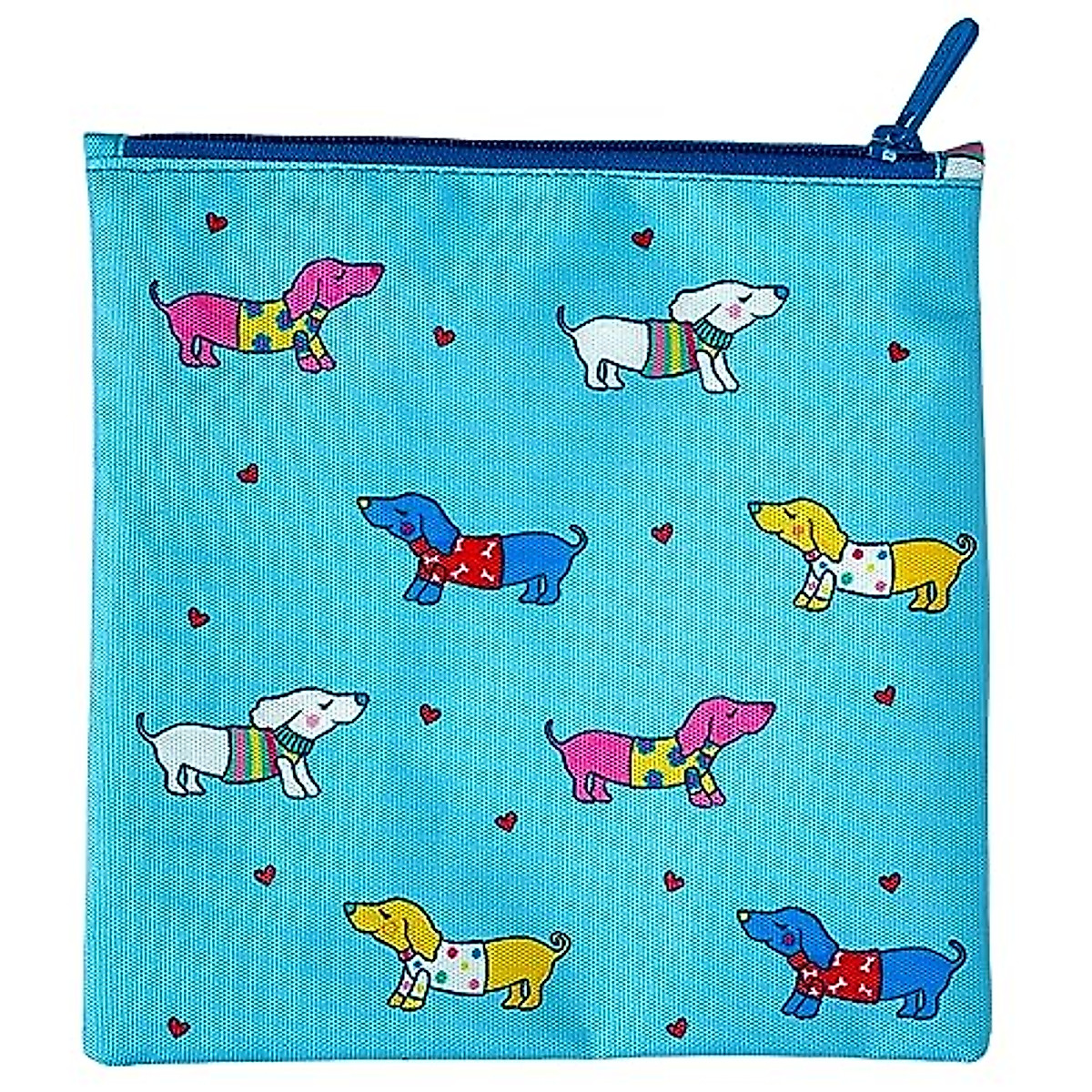 Yumbox Pochette 8x8 in. Large Reusable Sandwich & Snack Bag (2-Pack) - Eco-Friendly, BPA-Free, Water-Resistant, Easy-Wash - Woof & Hearts Design - Perfect for School, Work & Travel