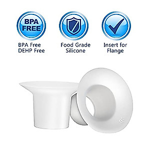 LOZAEVE 19mm Silicone Flange Inserts for Spectra S1 S2, Medela Breast Pump Shields, Freestyle, Harmony, Sonata to Reduce 24mm Elastic Nipple Tunnel Down to 19mm; Also Fits Freemie 25mm Cups; 2pc/Each