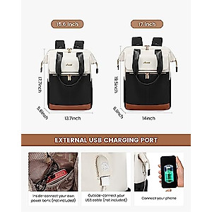 LOVEVOOK Laptop Backpack for Women Men, 15.6 Inch Work Backpacks Purse with USB Port, Waterproof Nurse Teacher Bag, Wide Open Business Travel Computer Backpack, Convertible College Tote Daypack