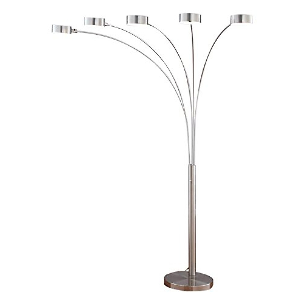 Artiva USA Micah Plus Modern LED 5-Arched Satin Nickel Floor Lamp with Dimmer 88", Brushed Steel