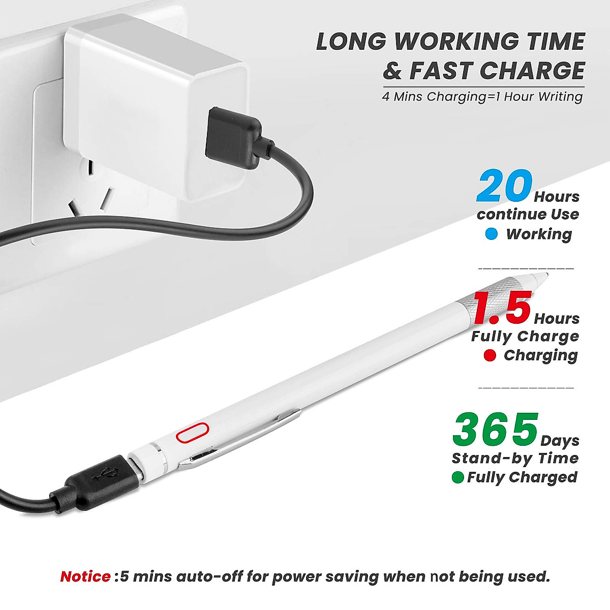 Stylus Pen for Samsung Galaxy Tab A 10.1/10.5/8 Inch Pencil, Rsepvwy Active Digital Stylus with 1.5mm Ultra Fine Tip Stylist Pen for Samsung Galaxy Tab A 10.1/10.5/8 Inch,White