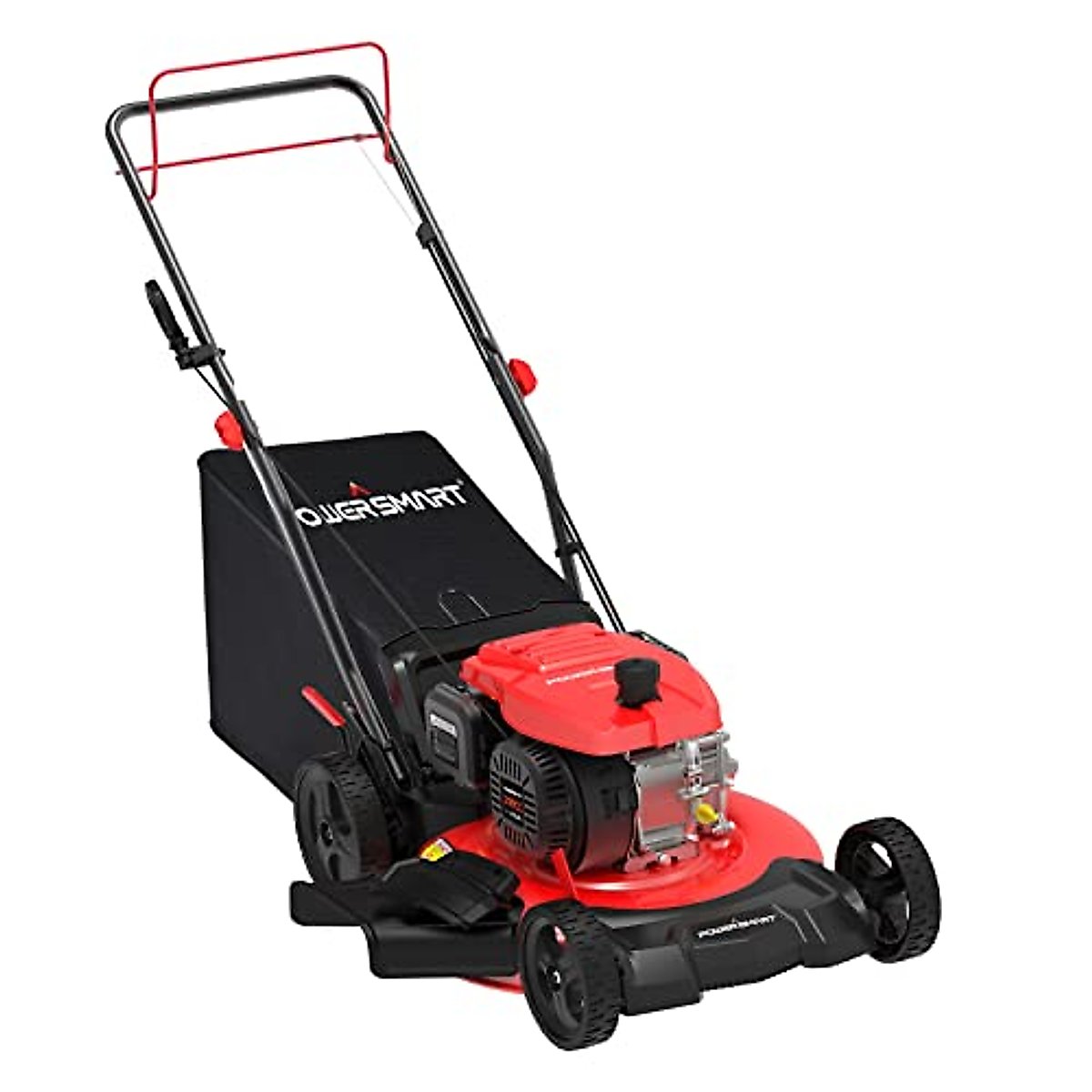 PowerSmart Gas Powered Push Lawn Mower 21 Inch 209 CC Engine, 3 in 1 Bag, Side Discharge, and Mulching Capabilities, DB2321PH Red