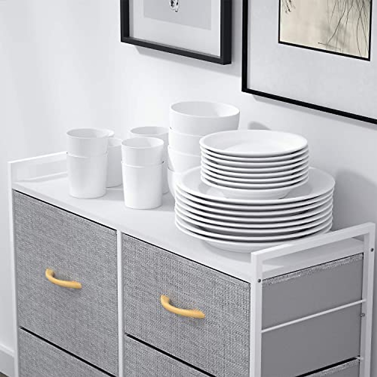 ROMOON Dresser Organizer with 6 Drawers, Fabric Storage Dresser Tower for Bedroom, Hallway, Entryway, Closets - Gray