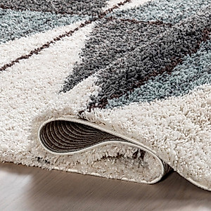 nuLOOM Kali Geometric 9x12 Shag Area Rug for Living Room Bedroom Dining Room Nursery Kitchen, Navy