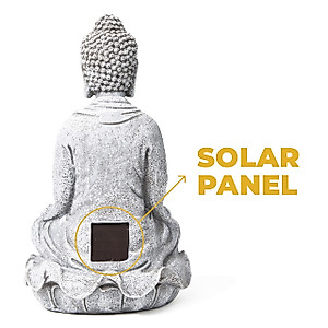 VP Home Buddha Statue for Home and Outdoor Decor Solar Powered Flickering LED Garden Light Zen Meditation Spiritual Room Decor (Glowing Lotus Buddha) Statue for Gifts