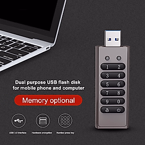 USB Drive Password Protected 256GB 128GB 64GB 32GB 8GB Locking AES - 256-bit Plug and Play USB Flash Drives Drive-free Supports Flash Drive 3.0 Thumb Drive for PC 256GB