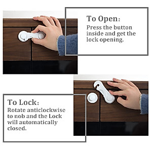 Cabinet Door Locks for Baby Proof and Child Safety, 4 Pack Cabinet Locks with Adhesive for Drawer Cupboards Fridge Oven Closet and Pantry, Childproof Door Latch for Protecting Kids Toddler and Infant
