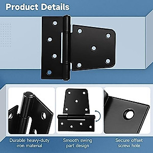 Heavy Duty Gate Hinges, 4 Pack 3.5 Inches Shed Door Hinges with 36 Screws, Rustproof Metal Square Shed Barn Door Hinges, Self-Closing Spring Gate Hinges for Wooden Fences
