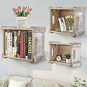 ZOOFOX Set of 3 Wooden Storage Crates, Nesting Storage Container with Handles, Decorative Farmhouse Wood Basket for Home, Rustic Bathroom Decor