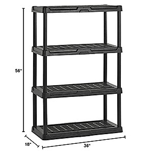 Sandusky Lee PS361856-4B Plastic Shelving, 36" Width x 56" Height x 18" Depth, Black