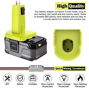 Power Wheels Adapter for Ryobi 18V Battery Adapter Power Wheels Battery Conversion Kit with Switch, Fuses & Wire Terminals, 12AWG Wire, Power Connector for DIY RC Car Toys and Robotics