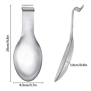 Supkiir Spoon Rest, 4 Pack Spoon Spatula Rest Stainless Steel for Kitchen Restaurant Home Use, Dishwasher Safe