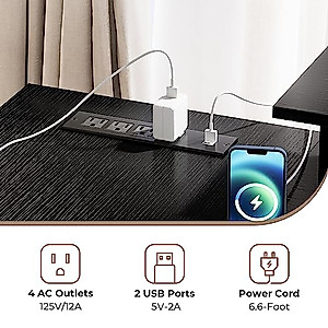 PRAISUN L Shaped Office Desk with LED Lights and Power Outlets, Reversible Computer Desk with File Cabinet and Monitor Shelves, Home Office Desk, Corner Gaming Desk, Black