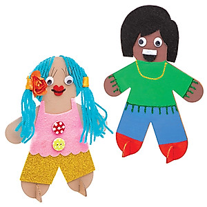 Baker Ross AT180 Decorative Wooden People - Pack Of 6, Stand Up Ornament, Great For Christmas Arts And Crafts Projects, Ideal Home, School And Craft Group Activity