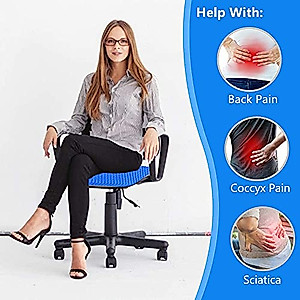 Extra Large Gel Seat Cushion, Office Seat Cushion for Long Sitting Breathable Egg Gel Cushion for Office Home Chairs, Cars, Long Trips – Back, Sciatica, Hip, Tailbone Pain Relief Cushion (Blue)