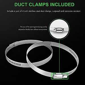 iPower 4 Inch 195 CFM Inline Fan Circulation Vent Blower, Air Carbon Filter and 8 Feet Flexible Ducting for Grow Tent Ventilation, Exhaust, 4" Fan & Filter, HVAC Heating Cooling