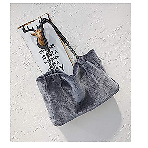 QTMY Faux Fur Tote Bag Purse Handbag for Women (Gray)
