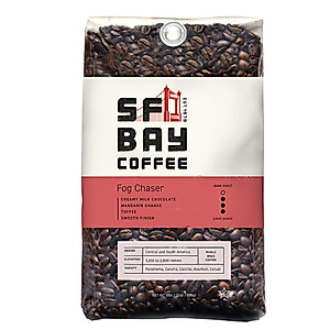 San Francisco Bay Whole Bean Coffee - Organic Rainforest Blend (2lb Bag) and Fog Chaser (2lb Bag), Medium Dark Roast