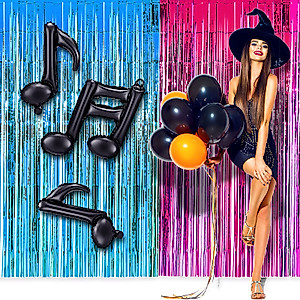 10 Pieces Musical Note Aluminum Foil Balloons Guitar Black Happy Birthday Music Balloons Banner Music Party Decorations for Music Themed Party, Birthday, Home Outdoor Party, Celebrations