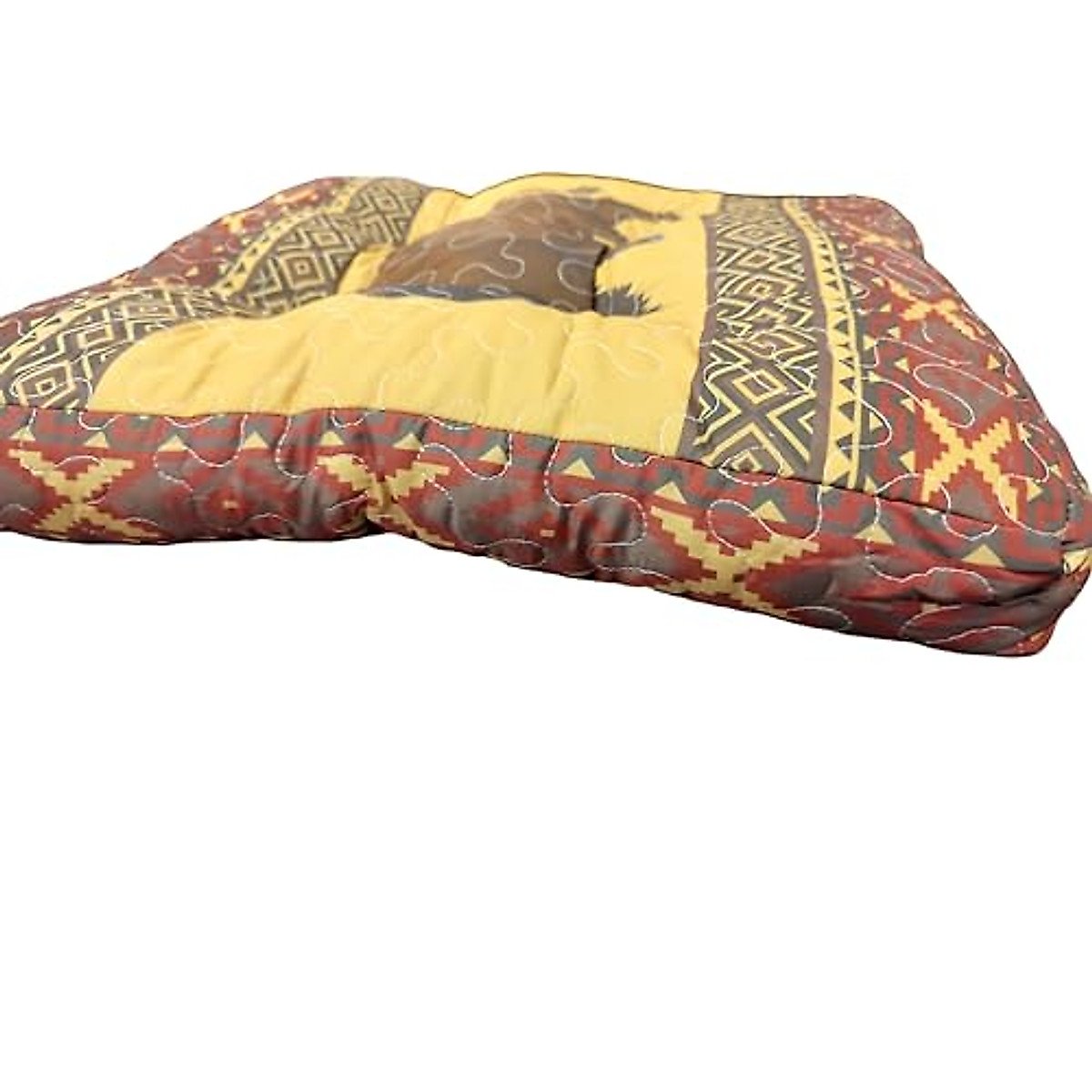 DeLeon Collections Ranch on Yellowstone Seat Cushion, 18" x 18", Yellow/Brown/Red/Black