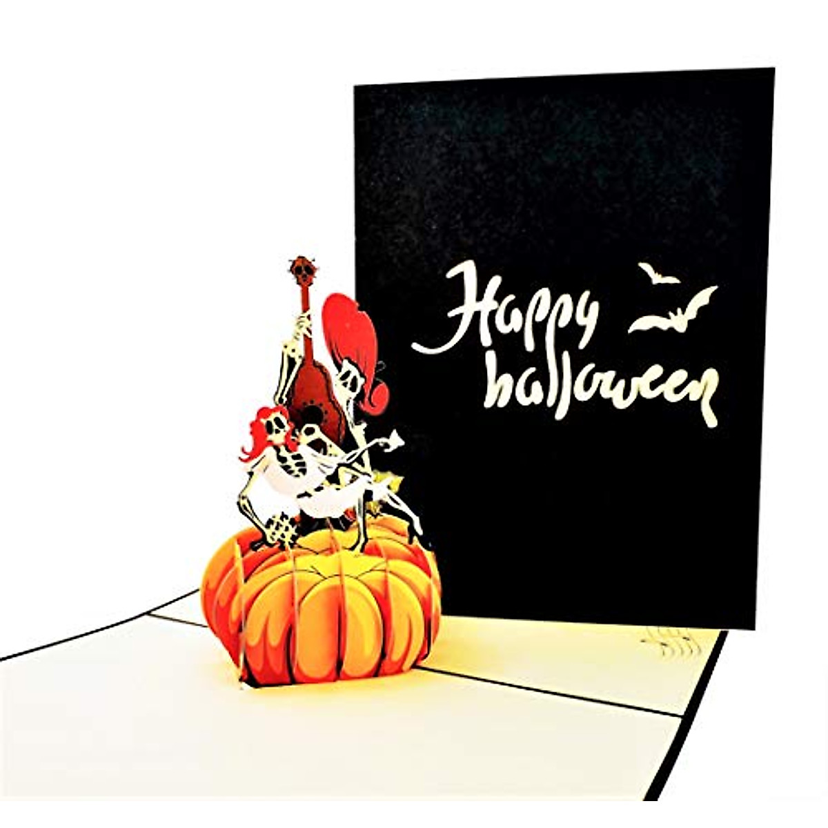 iGifts And Cards Skeleton Couple Singing Pop Up Greeting Card, Day of the Dead, Scary Halloween Fun, Happy Skull Birthday, Spooky Valentine's Day Card, Large Pumpkin, Awesome Unique Bday Celebration