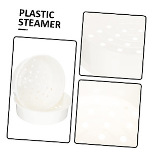 Zerodeko 4 pcs rice cooker steamer food steamer steam basket steamer insert basket steaming rack stand sticky rice steamer basket buns steamer basket veggie steamer liner pp filter white