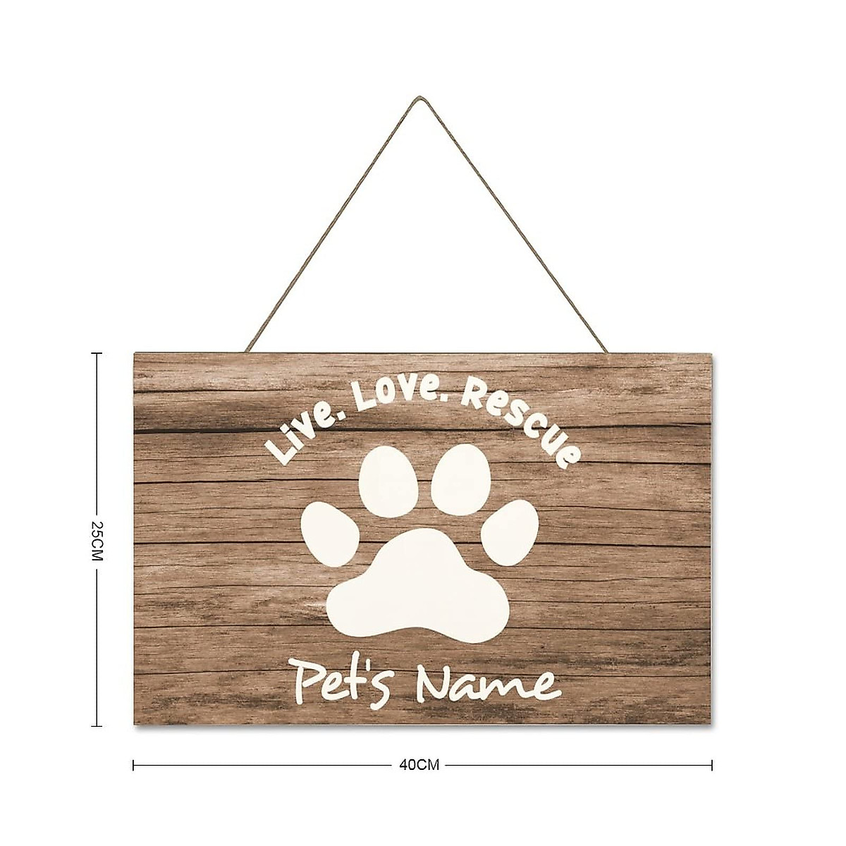 SUQINFA Custom Live Love Dog Paw Dog Sign Hanging Door Sign, Personalized Pet Name Puppy Wall Sign, Customized Dog House Wooden Plaques Wall Art for Home Garden Yard Decor