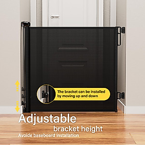Retractable Baby Gates for Doorways, PRObebi Retractable Dog Gate for Stairs Extends to 54" Wide 34" Tall, Mesh Baby Gate, Gates for Dogs Indoor, Suitable for Hallways, Doorways, Deck, Porch (Black)