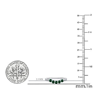 Dazzlingrock Collection Round Lab Created Emerald & White Diamond Women 5 Stone Guard Wedding Band, 10K White Gold, Size 8.5