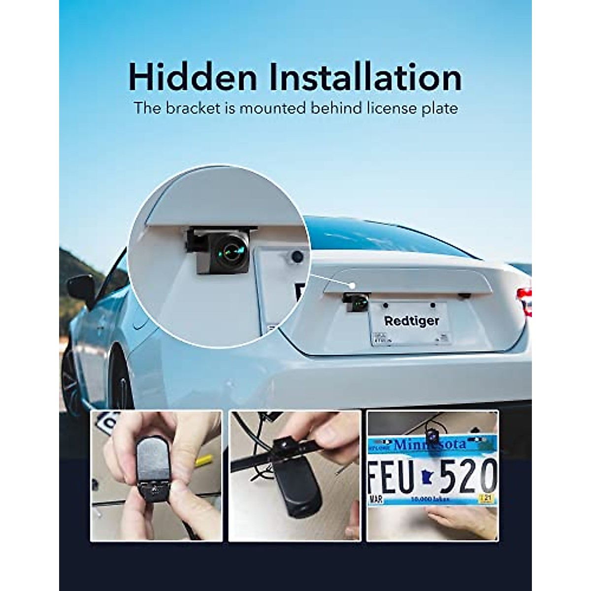 REDTIGER Original Rear Camera for Dash Cam, Suitable for F7N, 1080P Waterproof Backup Camera with Cable