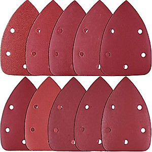 AUSTOR 100 Pieces Mouse Detail Sander Sandpaper Palm Sanding Sheets Hook and Loop Assorted 80/180/ 240/320/ 400/800/ 1000/1500/ 2000/3000 Grits