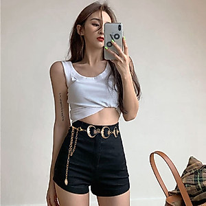 JKJF Moon Belt Chain Metal Waist Chain Jeans Chains Fashion Body Jewelry for Women Ladies Girls – Style 4 Golden