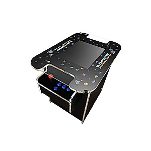 Game Classics Cocktail Arcade Game Machine with 60 Games, 2 Player, Chrome T-Molding Black Arcade Cabinet, Commercial Grade