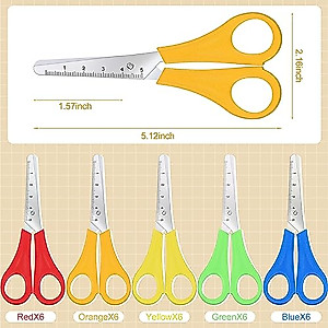 60 Pcs School Supplies Bulk Includes 30 Pcs Safety Blunt Tip Student Scissors for Kids 30 Pcs 12 Inch Plastic Rulers Back to School Supply for Student Classroom Office (Clear)