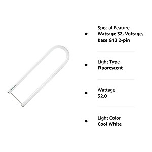Sylvania 22052 - FBO32/741/6/ECO - 32 Watt T8 U-Bent Fluorescent Light Bulb, 4100K Color Temperature