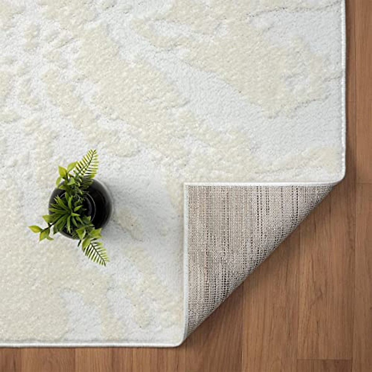 LUXE WEAVERS Abstract Textured Marble Swirl Cream 8x10 Area Rug