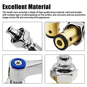 Meyffon Handle Stem Assembly Hot & Cold Compatible with T&S Brass Faucets Replace 002714-40 002713-40 Spindle Assembly for Eterna Valve Replacement