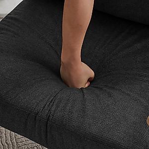 Penifun Modern Chic Accent Metal Frame, Upholstered Chenille Living Room Chairs with Removable Seat & Back Cushion, Comfy Leisure Lounge Reading Side Armchair for Bedroom, Black