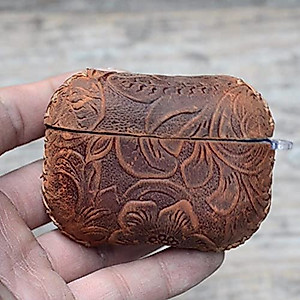 JJNUSA Genuine Leather Distressed Leather for Apple AirPods 3 Wireless Charging Case Leather Protective Case Cover Earbud Case Brown 01