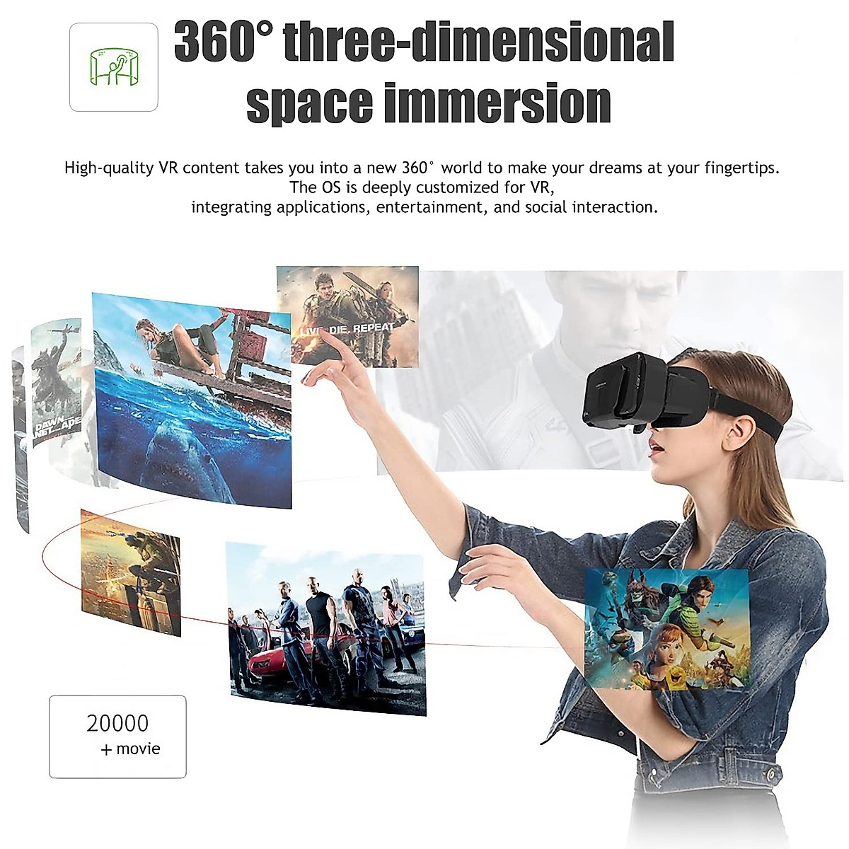 Barbato VR Headset Virtual Reality VR 3D Glasses VR Set 3D Virtual Reality Goggles,Adjustable VR Glasses Support 7.2 Inches [with Controller+Two blindfolds], NEWBALCK