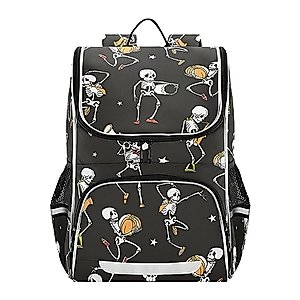 Sletend Large Capacity Printing Student Shoulder Bag for Children Teenagers Halloween Skeleton Laptop Bag School Bag for Work School, Men's and Women's Travel Backpack
