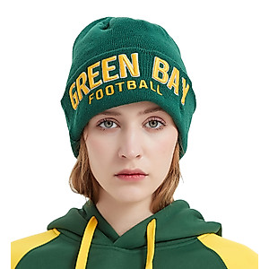 CLORPEAK Green Bay Embroidery Classic Cuff Beanie Hat Cuffed Winter Hat Knit Toque Skull Cap - Green OneSize