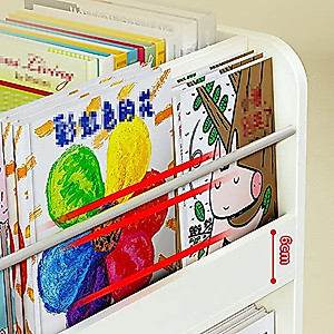 Bookshelf, 3-Tier Mobile Book Shelf, Large Capacity Display and Storage Bookcase, Double-Sided Use, Bookshelves for Living Room and Study Room, 63.2x30x96cm