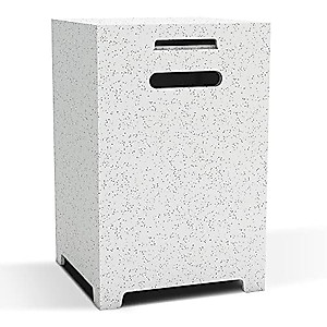 Kante 23.6" H Square Light Gray Eco-Friendly Concrete/Metal Outdoor Patio Backyard UV and Weather Resistant Modern Propane Tank Cover Storage Box for Gas Fire Pit, Hideaway Side Table,RMFP-T01-81904