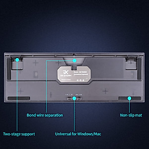 Gk98 RGB Mechanical Keyboard DIY Kit Hot-Swappable Three-Mode Wired 2.4g BT5.0 Custom Keyboard Compatible with Akko, Cherry Mx, Gateron, Kailh Mechanical Axis (Transparent Black)